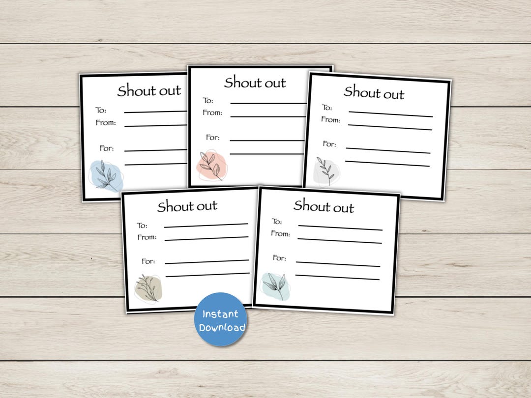 Boho Shout Out Cards - Staff Shout Out Cards - PDF File -encouragement ...