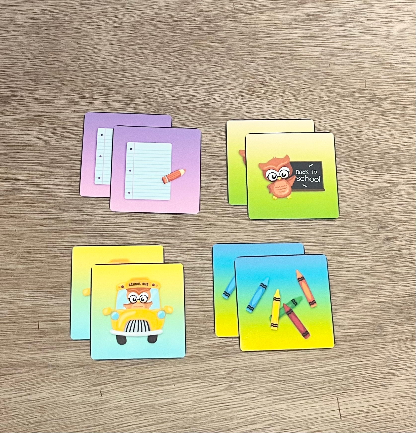 Back to School Memory Match Card Game Laminated, Comes With Zip Pouch ...