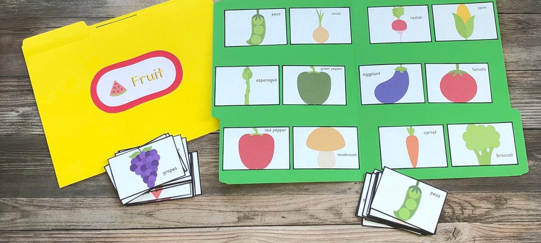 Fruits and Vegetables File Folder Games - Matching - Set of 2 - Etsy