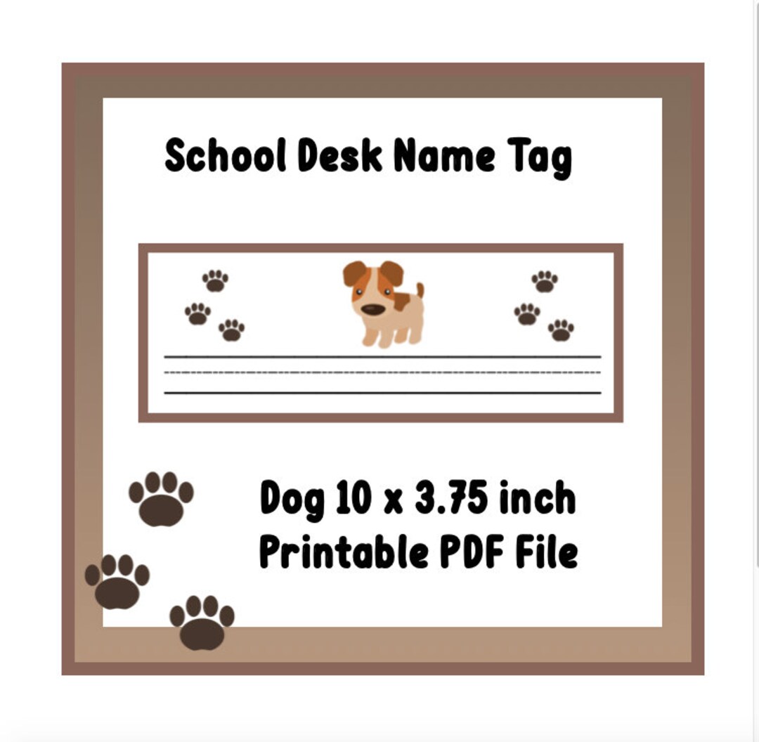 School Desk Name Tags Dog Practice Writing Name Printable 10 X - Etsy ...