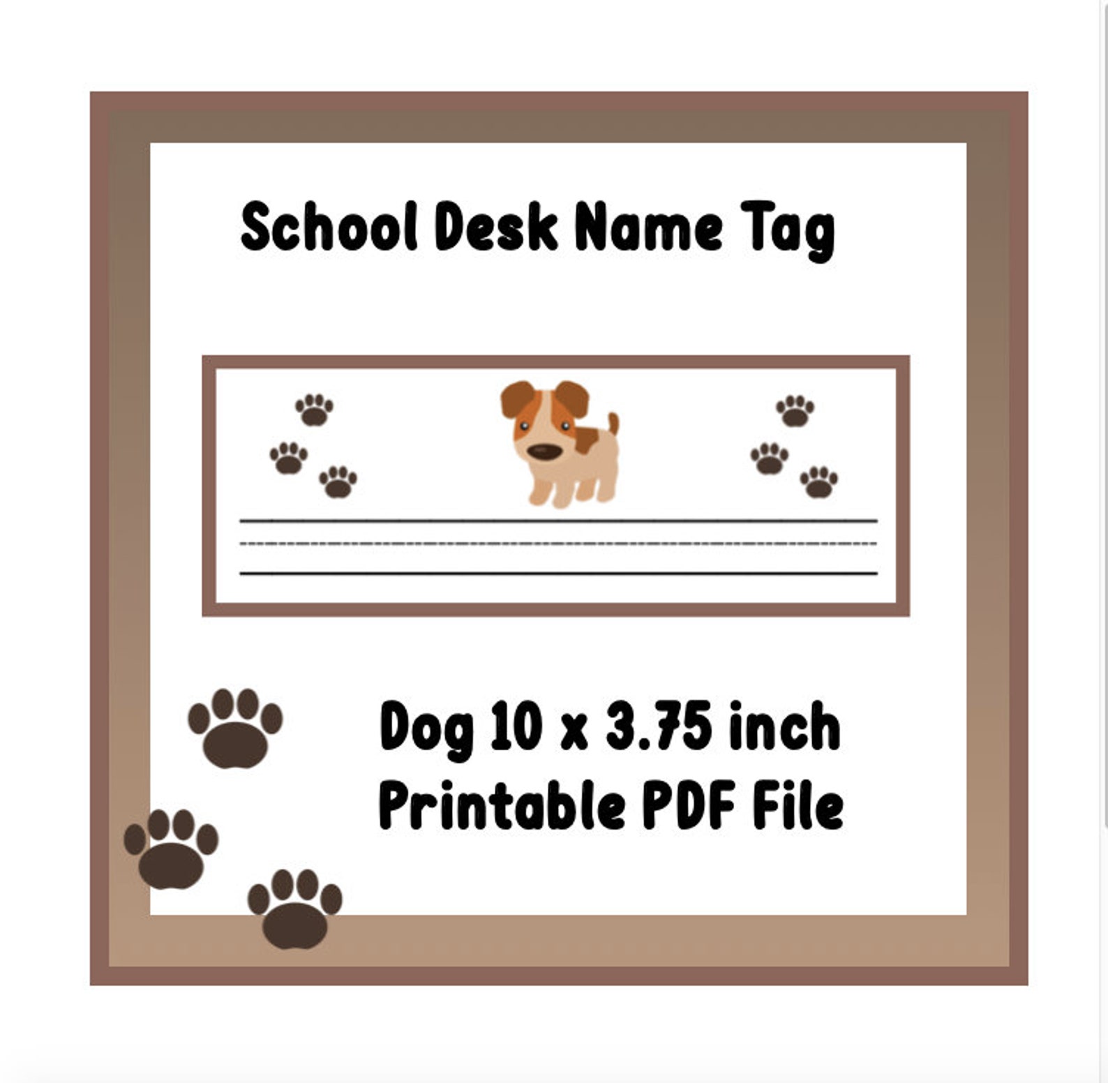School Desk Name Tags Dog Practice Writing Name Printable 10 X - Etsy ...