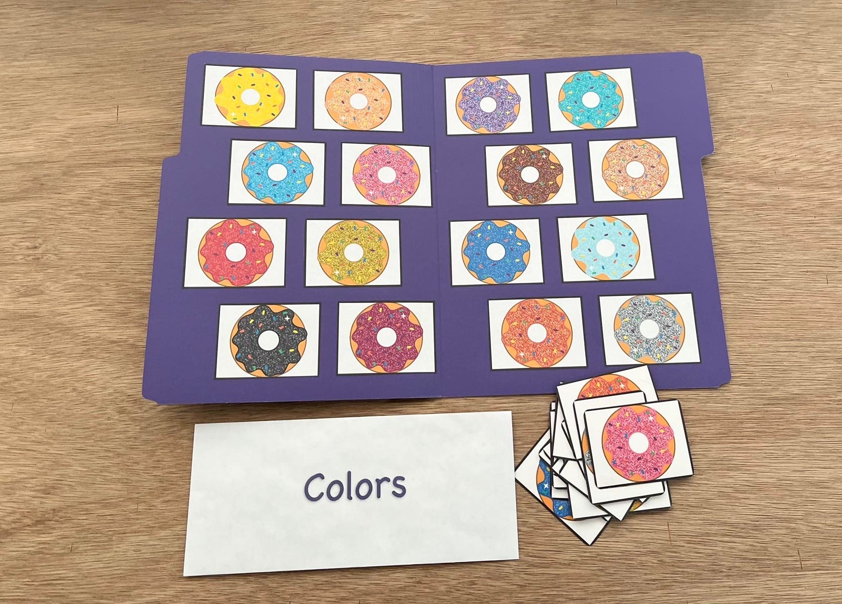 Colors File Folder Games, Matching - Set of 2- Donuts, Milk and Cookies ...