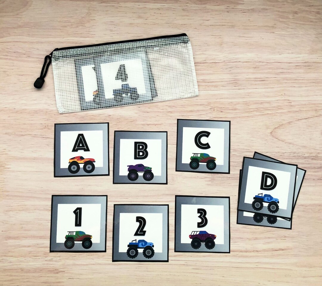 Alphabet Flash Cards and Numbers 1 to 10 Monster Trucks and - Etsy