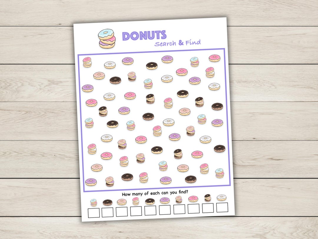 Donuts Search and Find Game - Instant Download - Kids I Spy Game ...