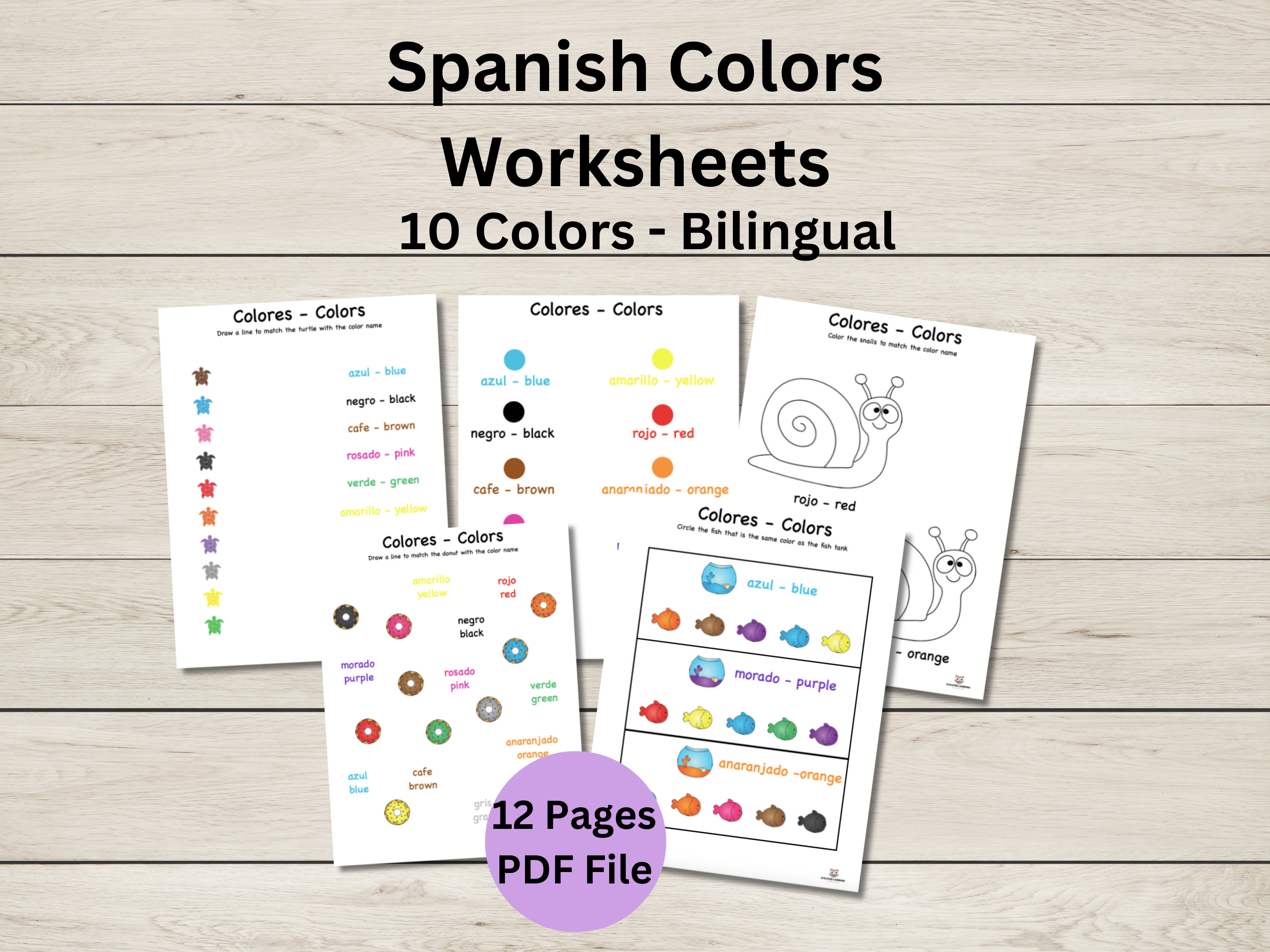 Spanish Colors Worksheets Bilingual Worksheets Matching - Etsy