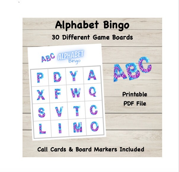 Alphabet Bingo, 30 Different Game Cards Printable Game Call Cards ...