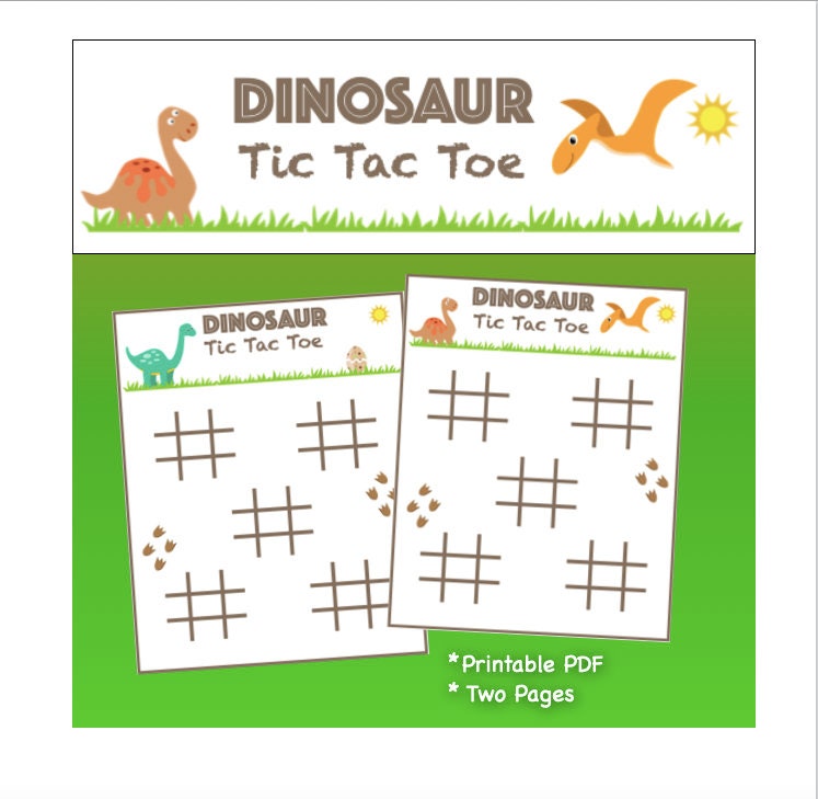Dinosaur Tic Tac Toe Game Printable Party Game, Classroom Game, Road ...