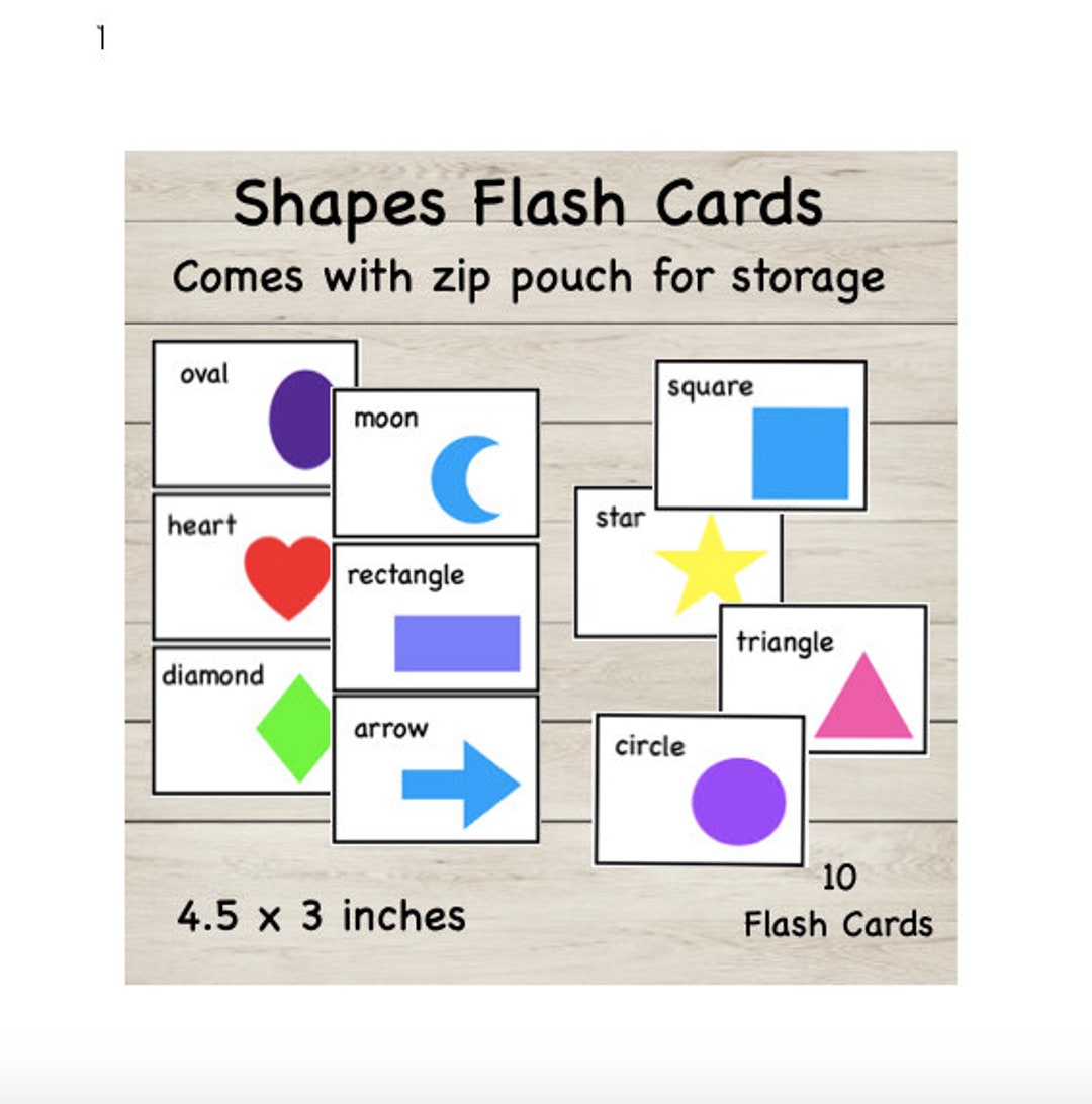 Shapes Flash Cards Laminated, Comes With Zip Pouch 10 Shapes - Etsy