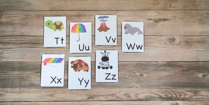 Alphabet Flash Cards With Pictures Laminated, Comes With Zip Pouch - Etsy