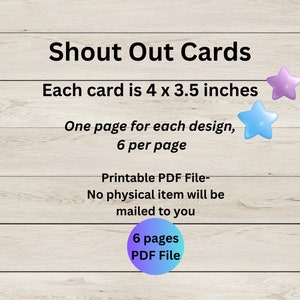 Teacher Shout Out Cards Stars Parent Shout Out Cards Printable PDF File ...