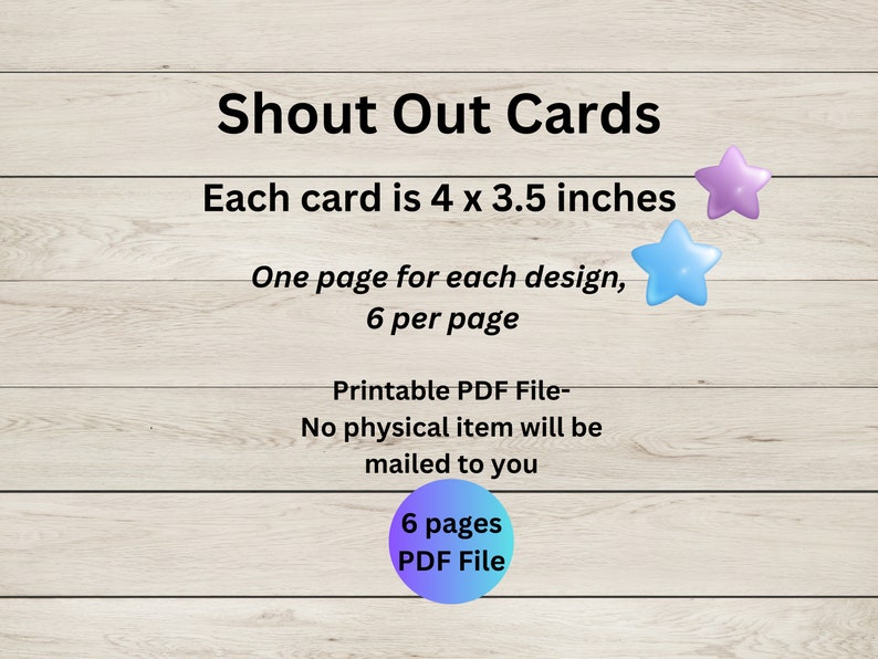 Teacher Shout Out Cards Stars Parent Shout Out Cards Printable PDF File ...