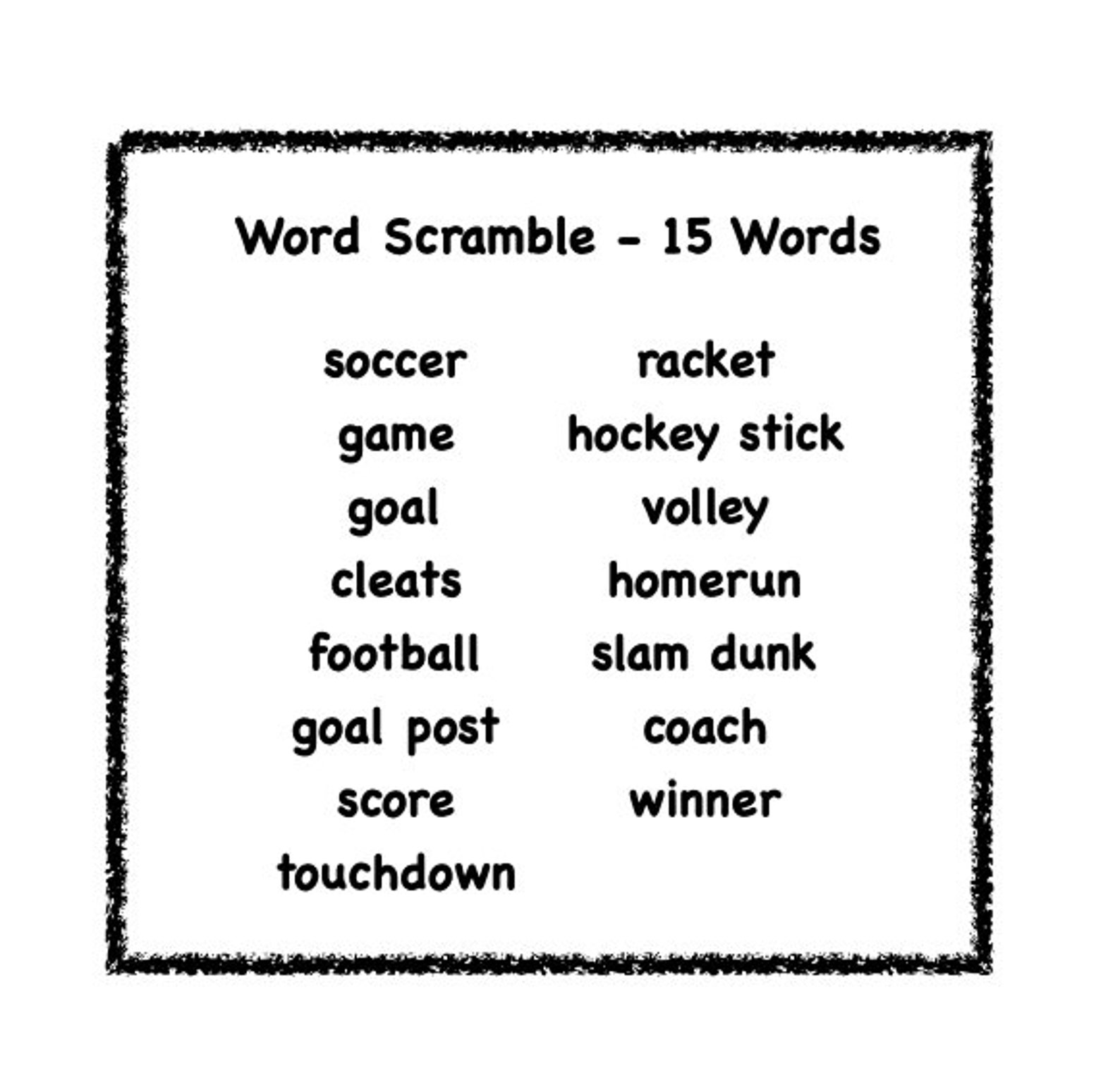 Sports Word Scramble - Printable PDF - Party Game, Classroom Game ...