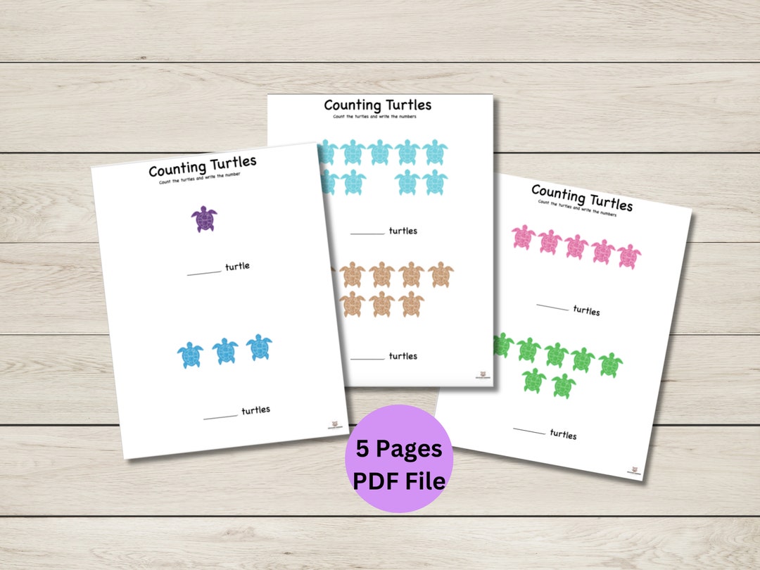 Counting Worksheets - Numbers 1 to 10 - Count the Turtles and Write How ...