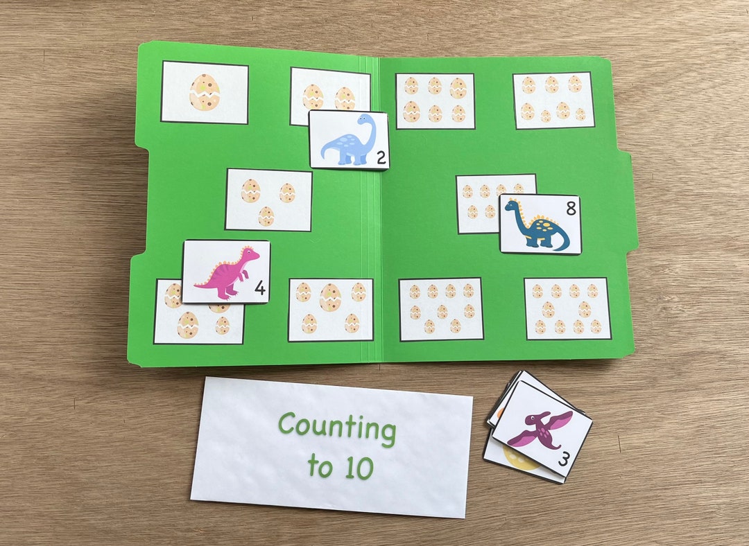 Counting File Folder Game - Count to 10 - Dinosaurs - Etsy