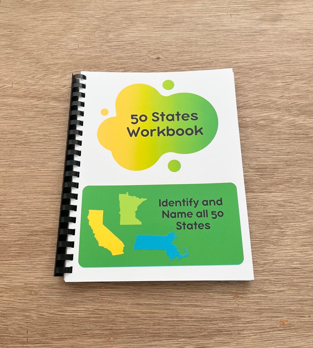 50 States Workbook Identify and Name States Dry Erase or Regular Paper ...