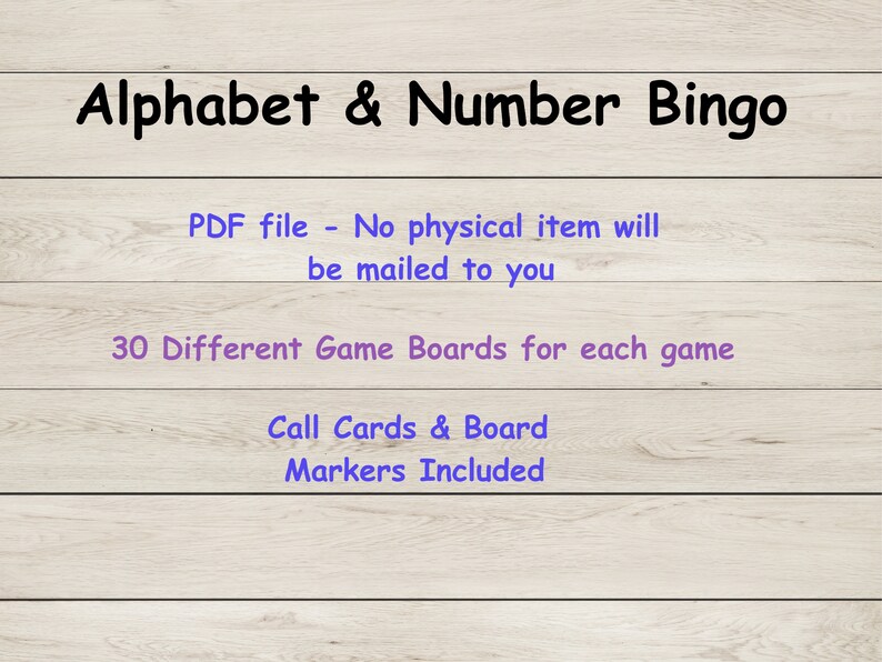 Alphabet & Numbers Bingo Game: 30 Game Boards for Each, Board Markers ...