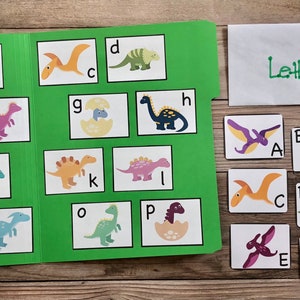 Alphabet File Folder Games - Match Upper Lower Case Letters Dinosaurs ...