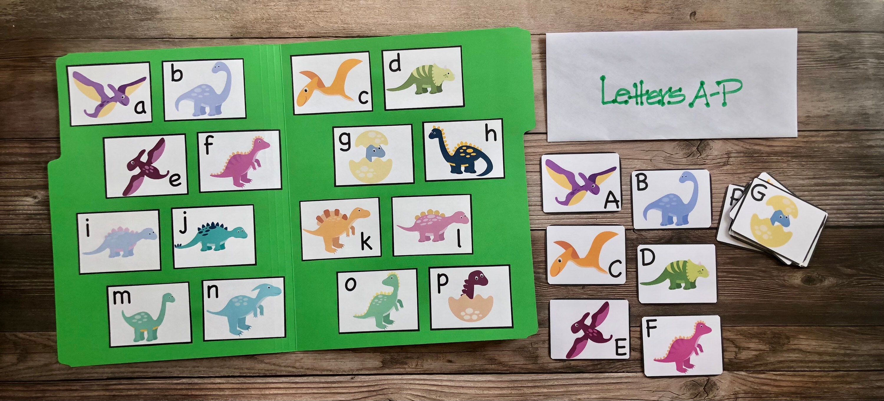 Alphabet File Folder Games - Match Upper Lower Case Letters Dinosaurs ...