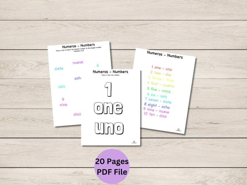 Spanish Numbers Worksheets -bilingual Worksheets- Match and Identify ...