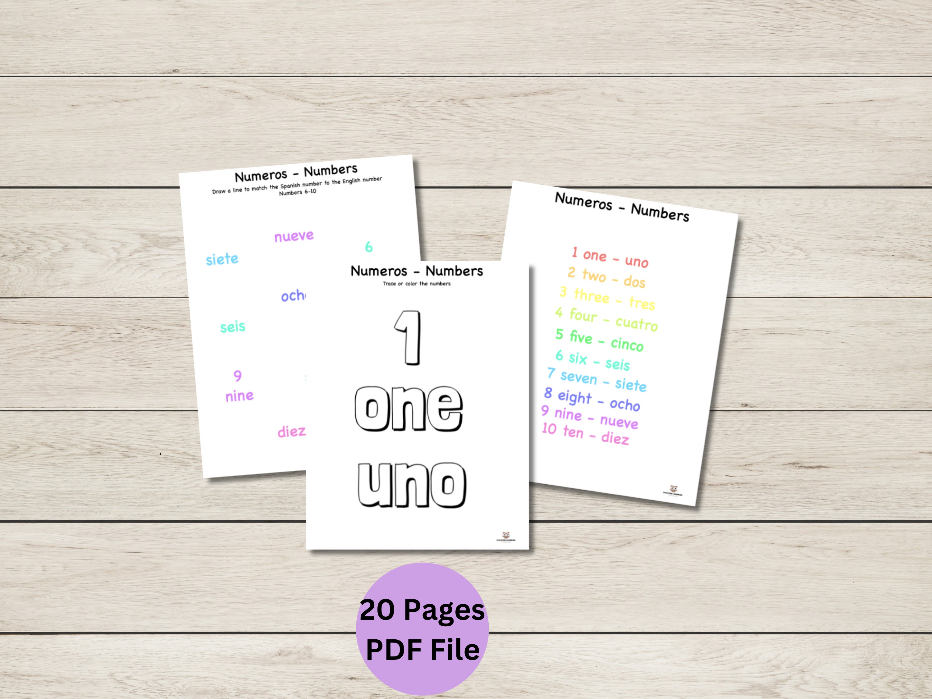 Spanish Numbers Worksheets -bilingual Worksheets- Match and Identify ...