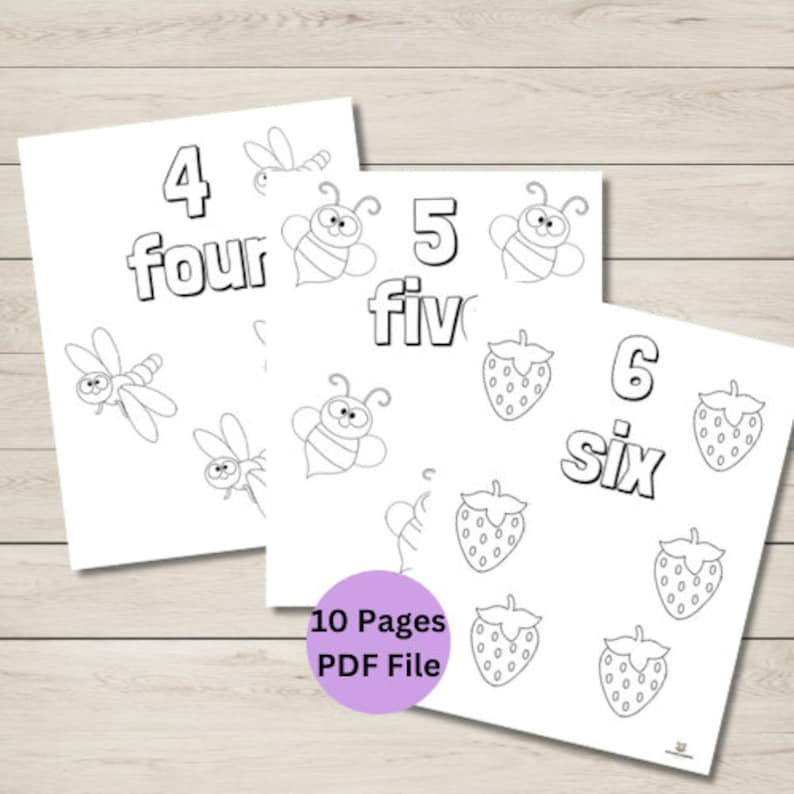 Number Coloring Book One Page for Each Number Numbers 1 to 10 Printable ...