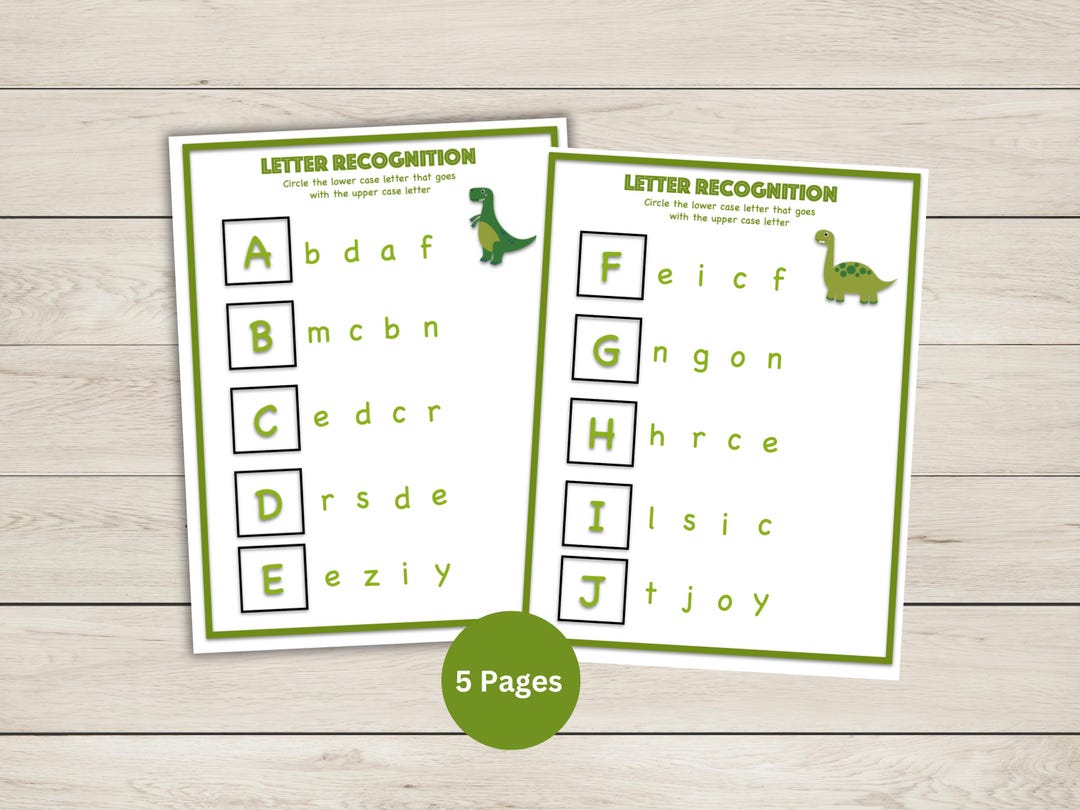 Alphabet Worksheets - Match Uppercase and Lowercase Letters - Dinosaurs ...