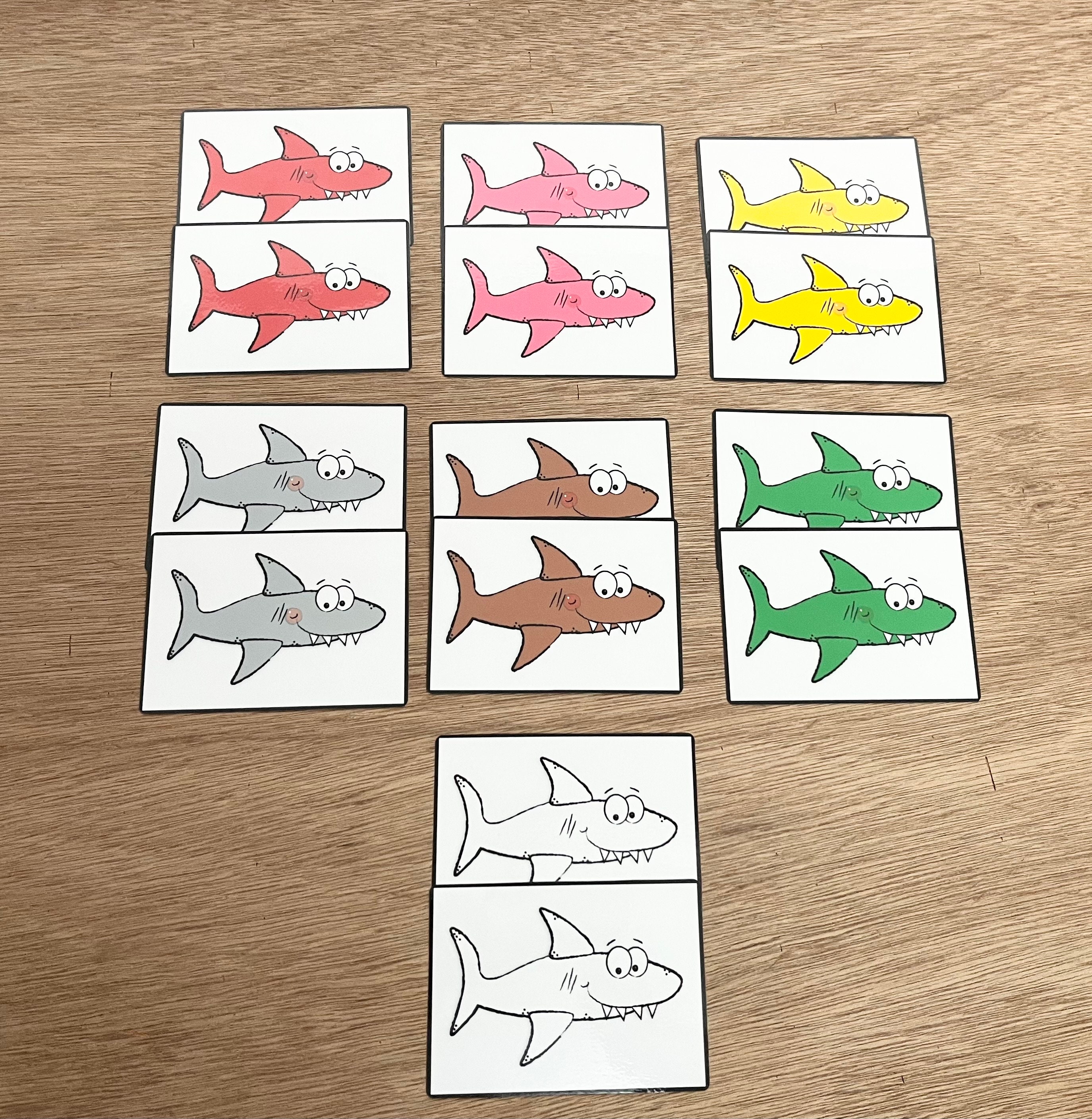 Shark Color Matching Game - Laminated - Comes With Zip Pouch - Memory ...