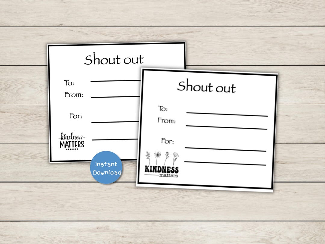 Kindness Matters Shout Out Cards - Staff Compliment Notes - Etsy