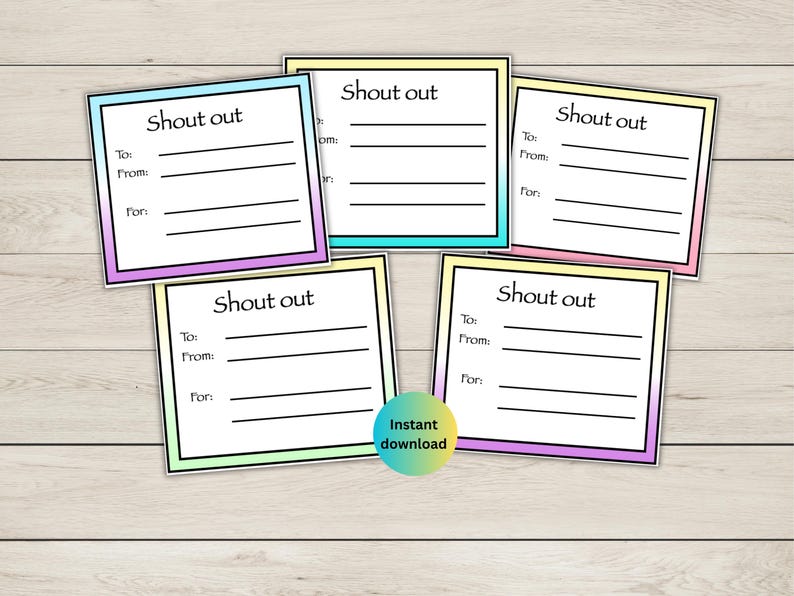 Shout Out Cards - Ombre Colors - Teacher Shout Out Cards ...