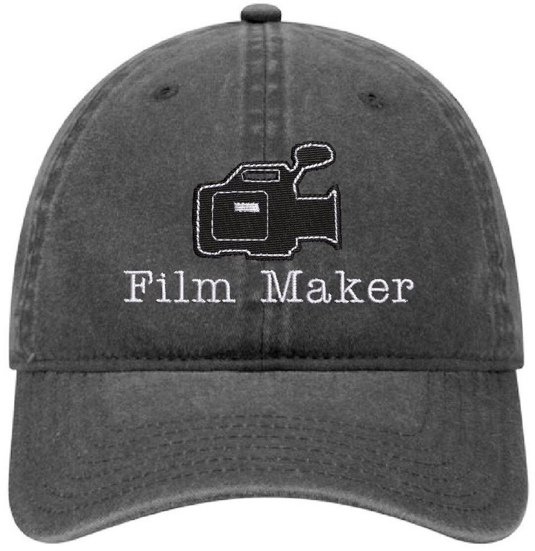 Film Maker Camera with Text Low Profile Adjustable Dad Hat Pigment Dyed ...