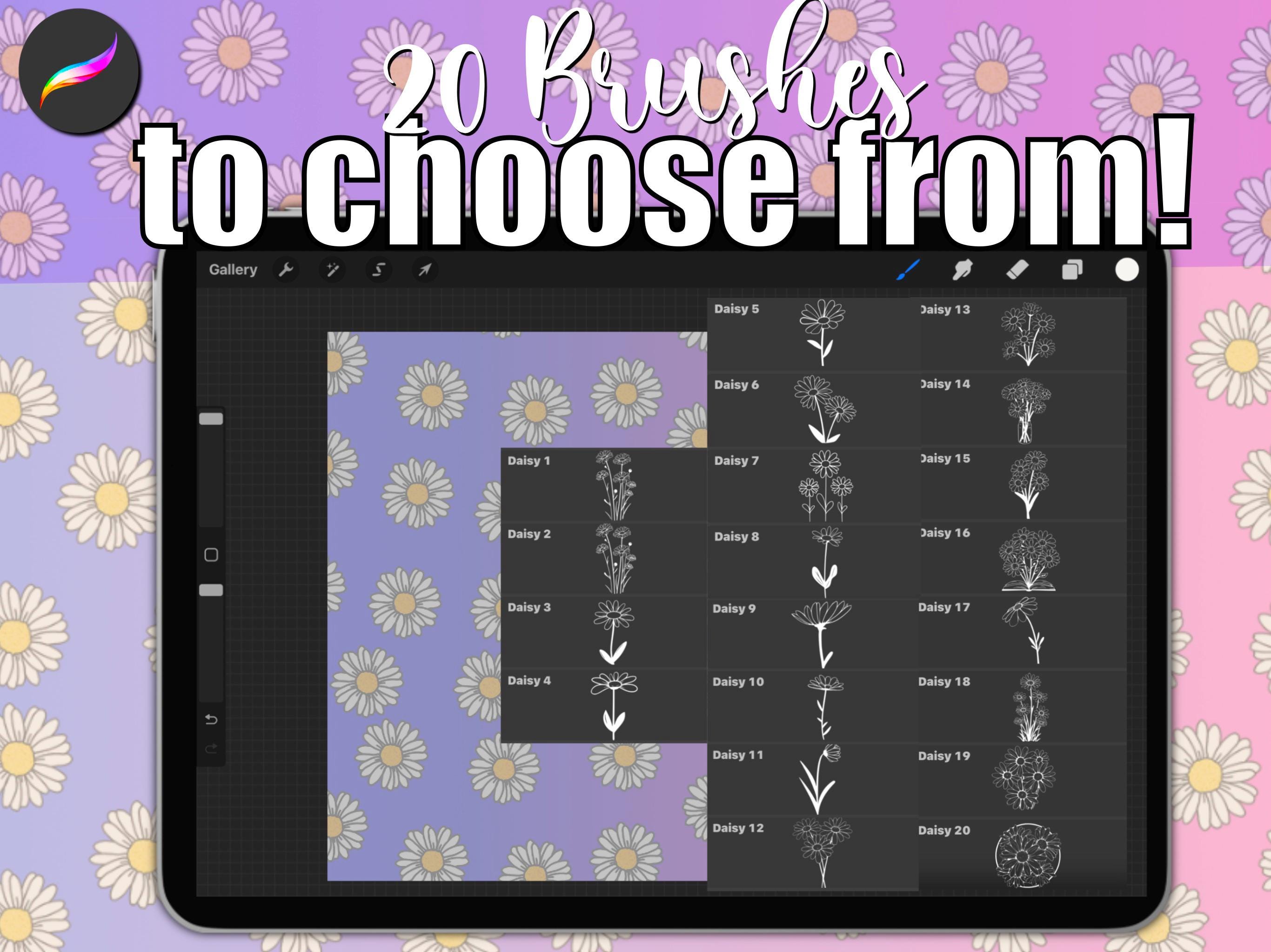 20 Daisy Procreate Brushes | Digital Brushes | Digital Stamp Brushes - Etsy