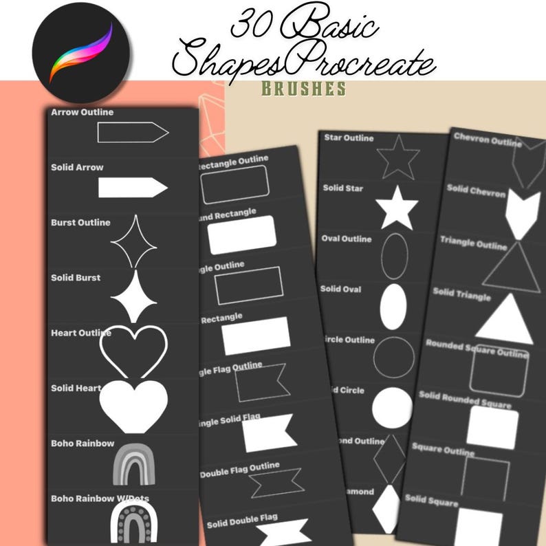 30 Basic Shapes Procreate Brushes | Procreate | iPad - Etsy