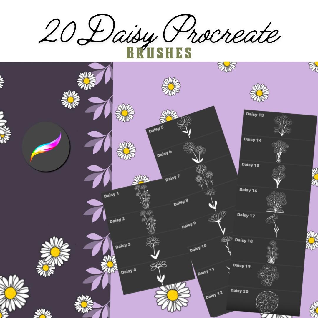 20 Daisy Procreate Brushes | Digital Brushes | Digital Stamp Brushes - Etsy