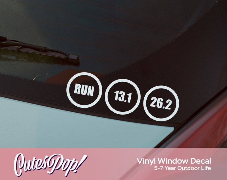 Running Vinyl Decal 3" Window Stickers, 5K, 10K, 13.1 Mile, 26.2 Mile ...