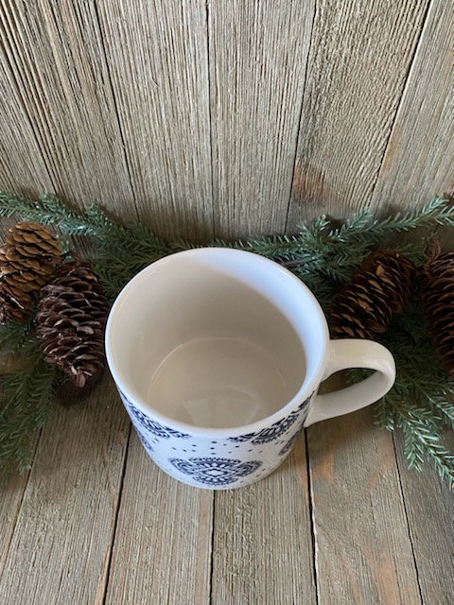 Fiorella Blue Medalliondesign on White Large Coffee Mug - Etsy