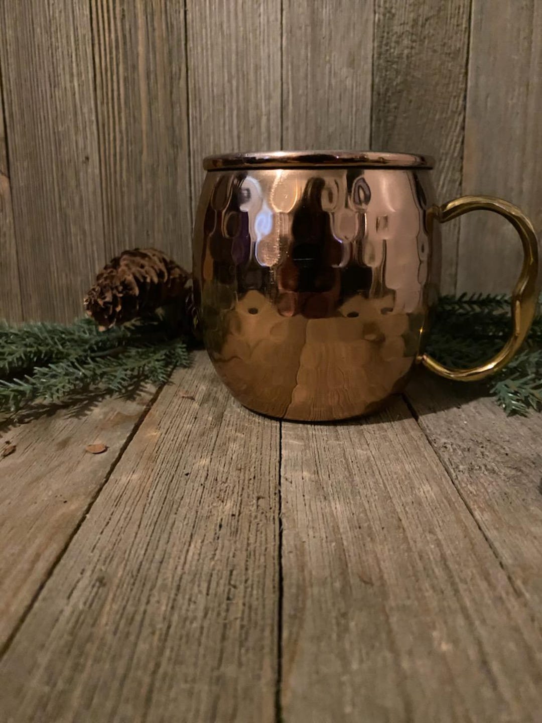 Hammered Copper Moscow Mule Mug With Stainless Steel Lining and Gold ...