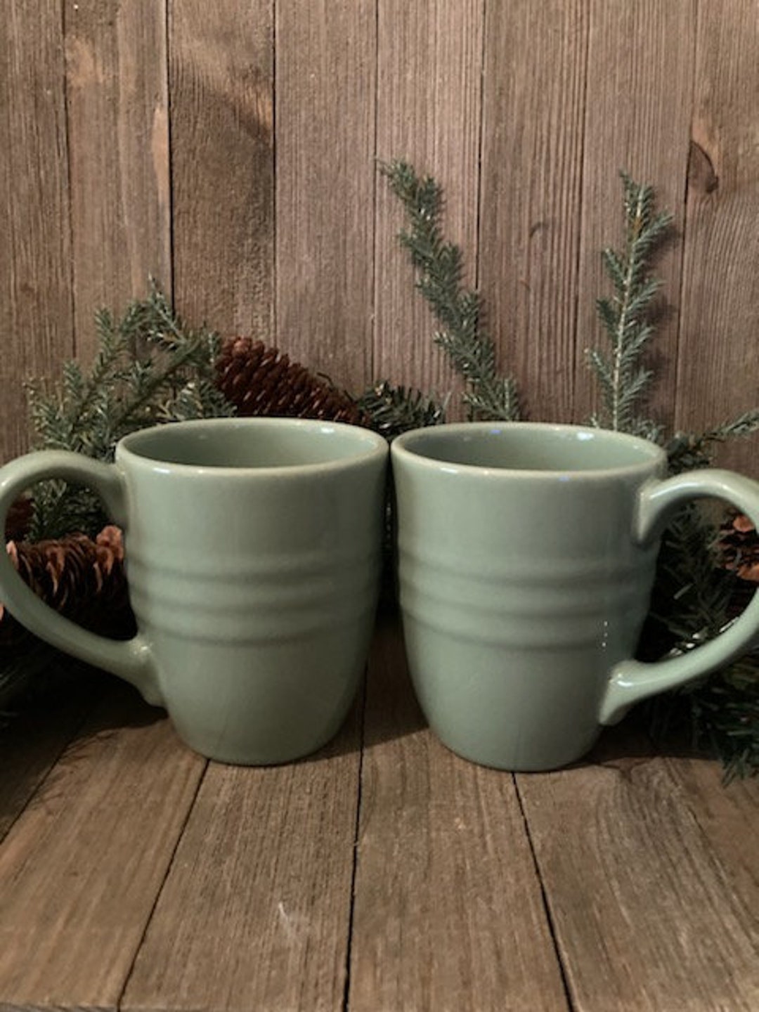 Pair of Green Pier 1 Coffee Mugs - Etsy