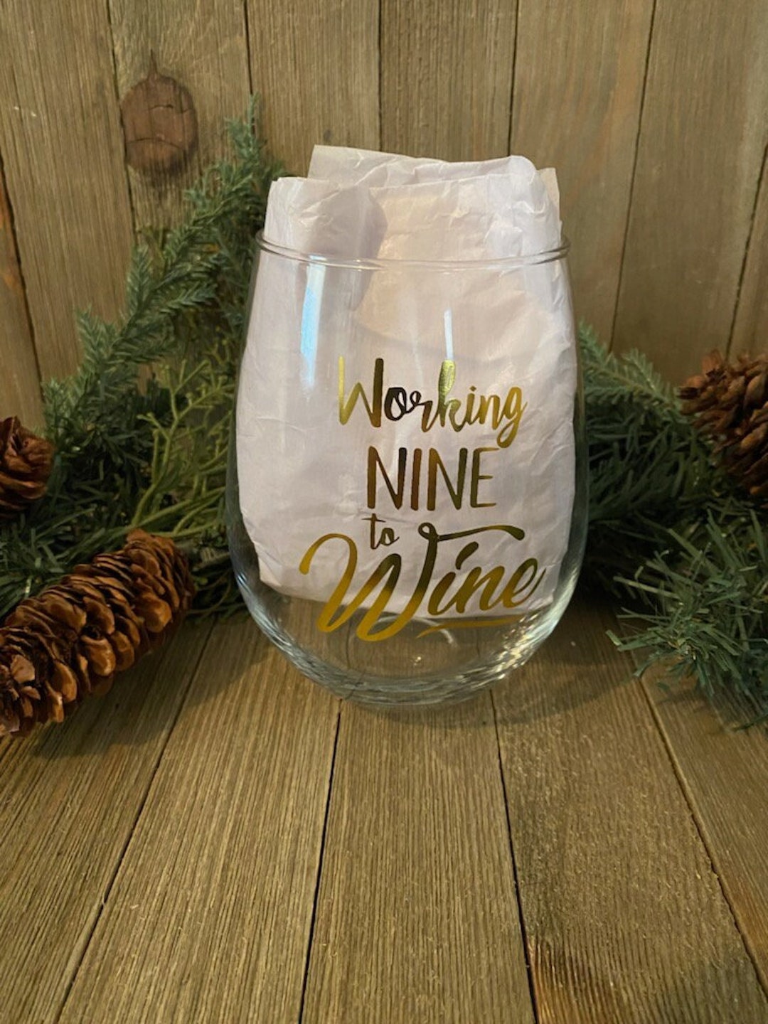 Working Nine to Wine - Wine Glass - Etsy