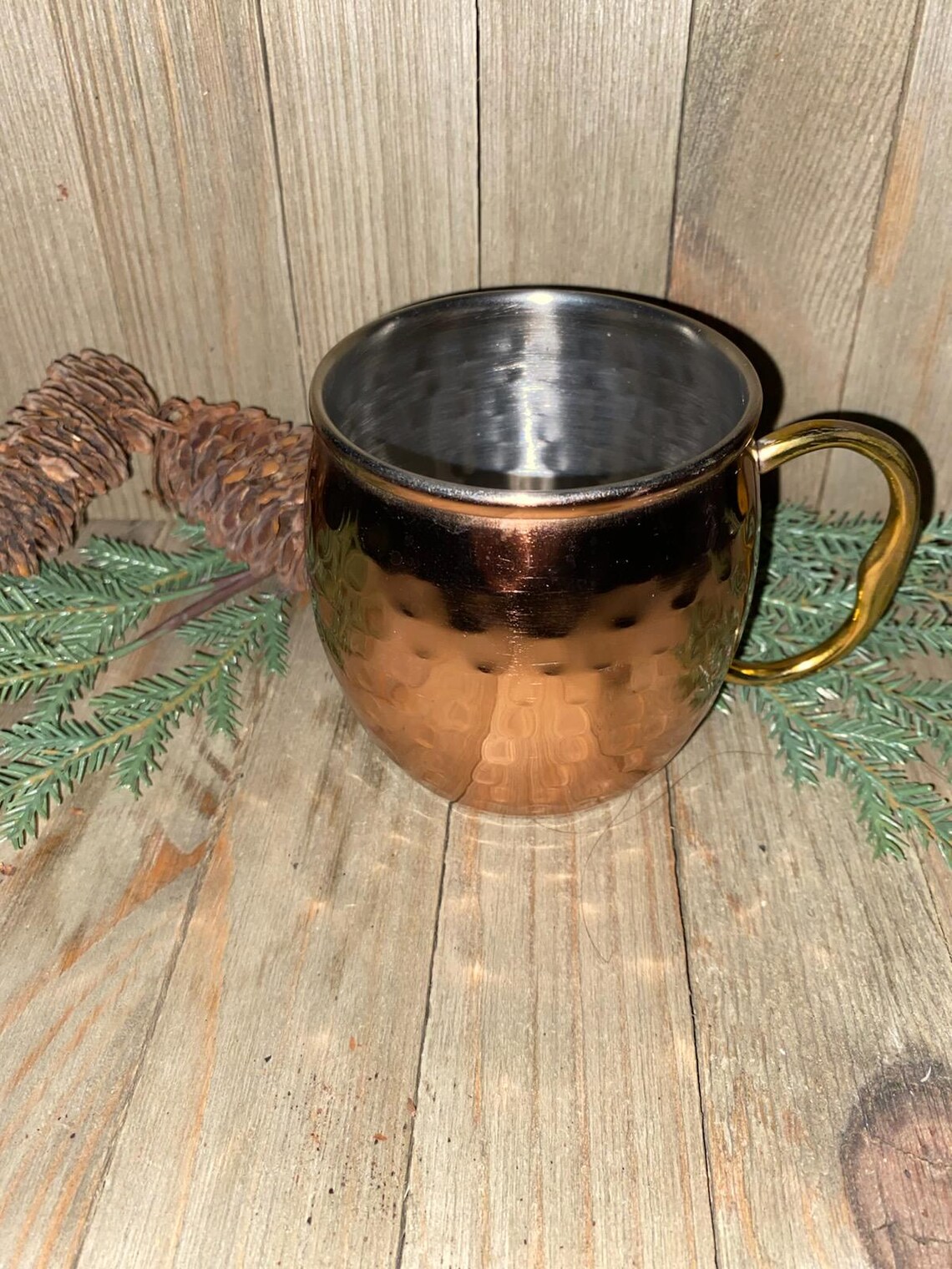 Hammered Copper Moscow Mule Mug With Stainless Steel Lining and Gold ...