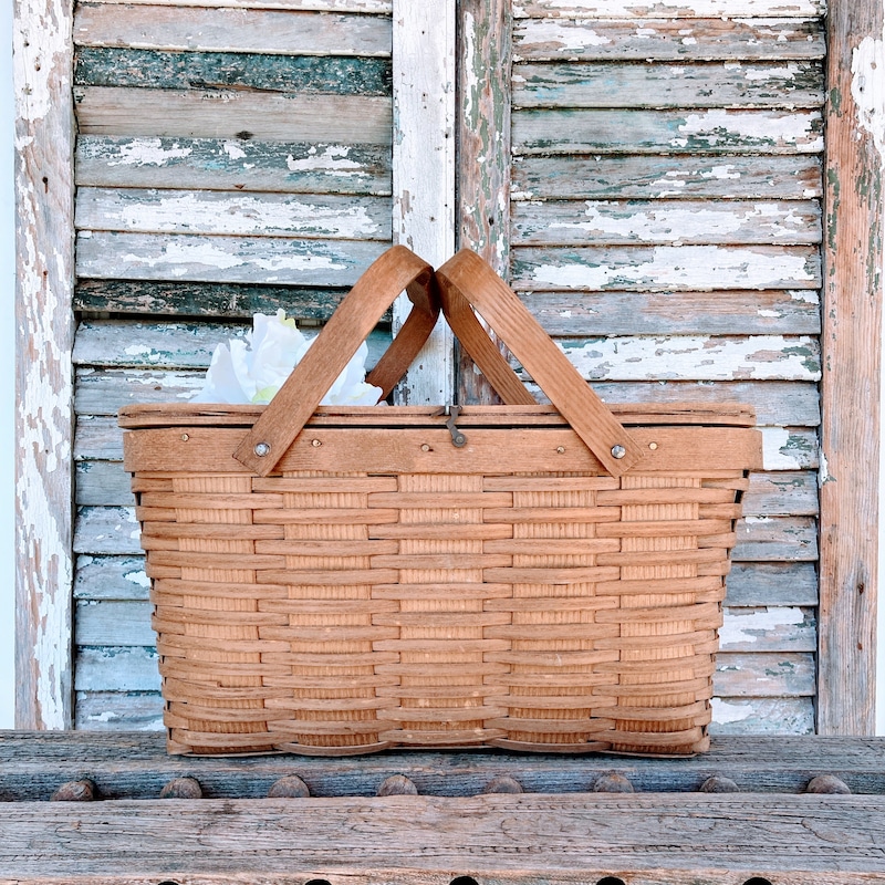 Vintage Wood Basket - Etsy