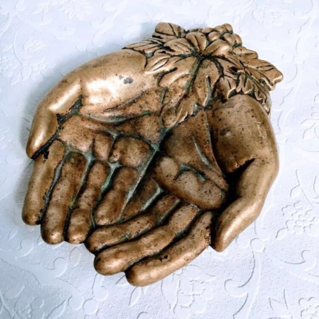 Vintage Brass Hands Cupped Catch All Dish Keys Jewelry Soap Trinket ...