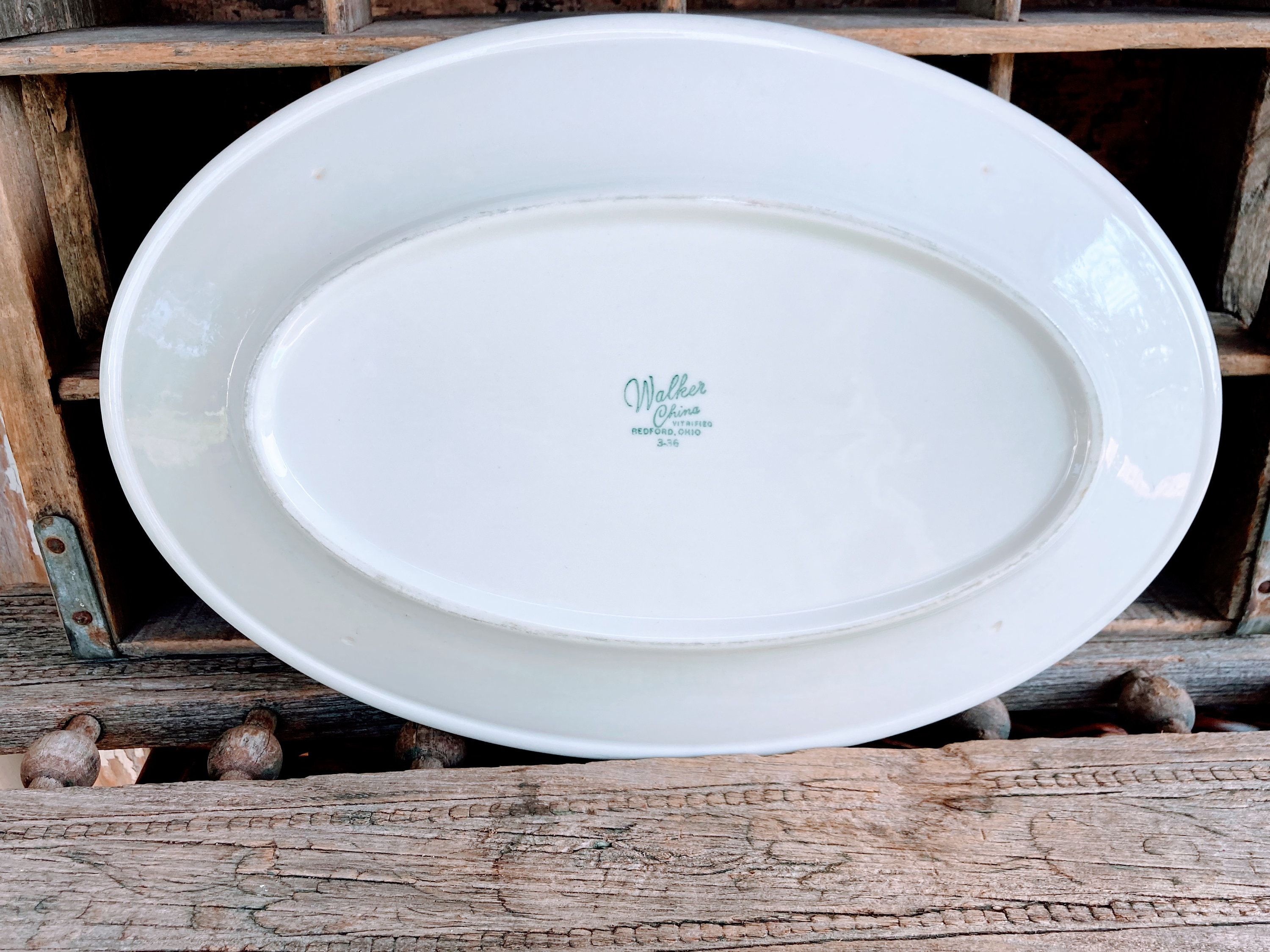 Old Ironstone Platter Vitrified Walker China Bedford Ohio 3 36 Vintage ...