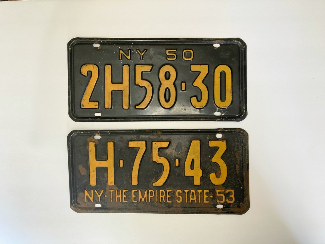 1950s License Plates NY New York Empire State Mid Century Car Tags ...