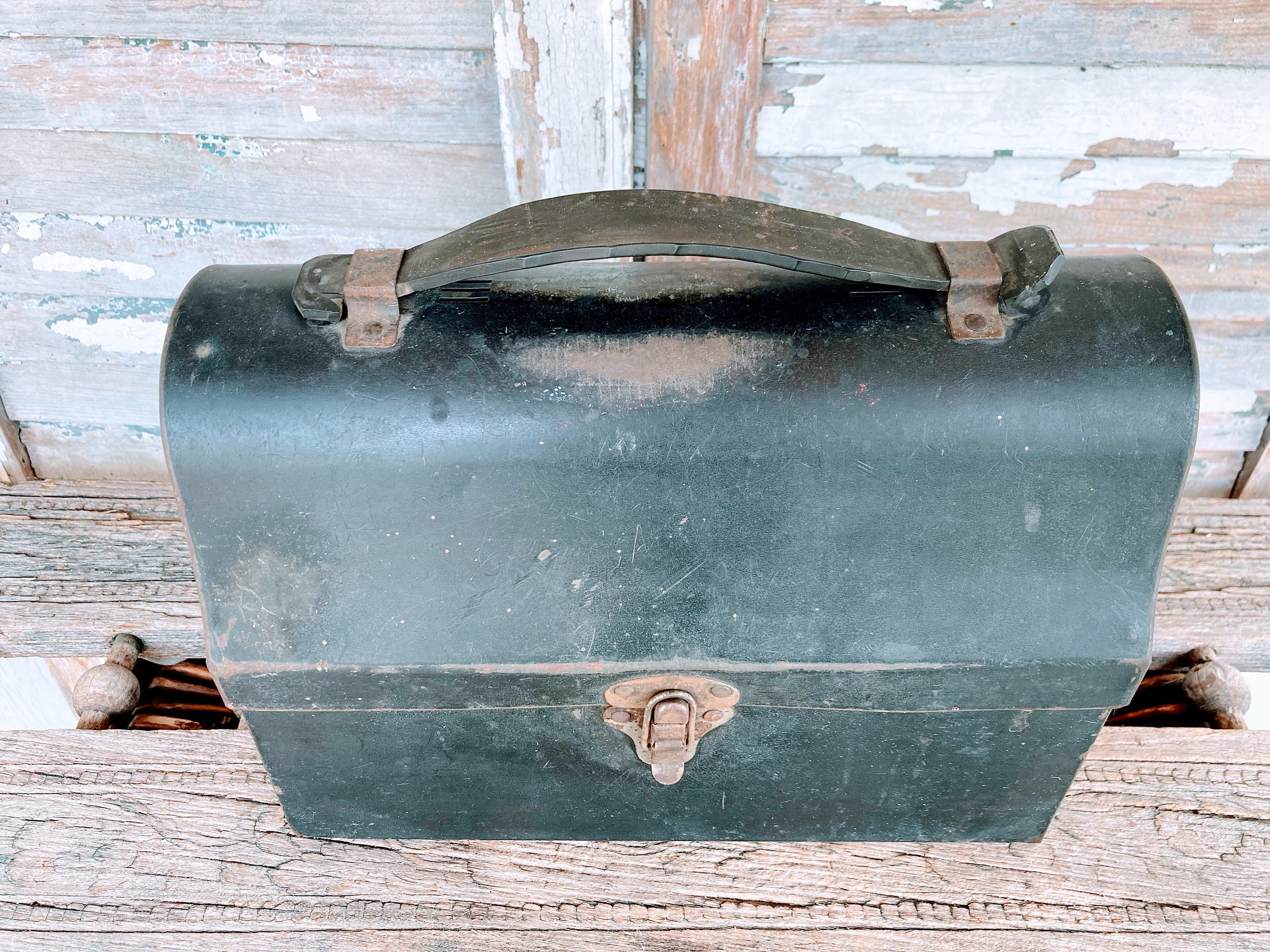 Antique Lunch Box Rusty Black Thermos Workmans Domed Pat. 1919 - Etsy