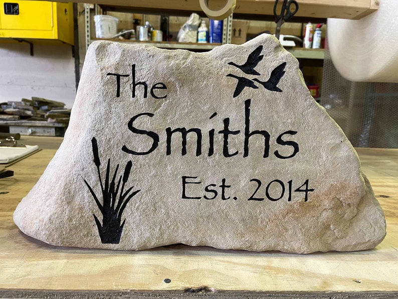 Custom Engraved Carved Stone NAME or ADDRESS - Great Gift. Free Carving ...