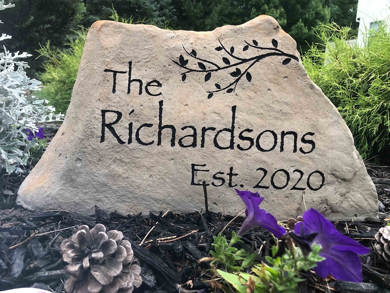 Custom Engraved Carved Stone NAME or ADDRESS - Great Gift. Free Carving ...
