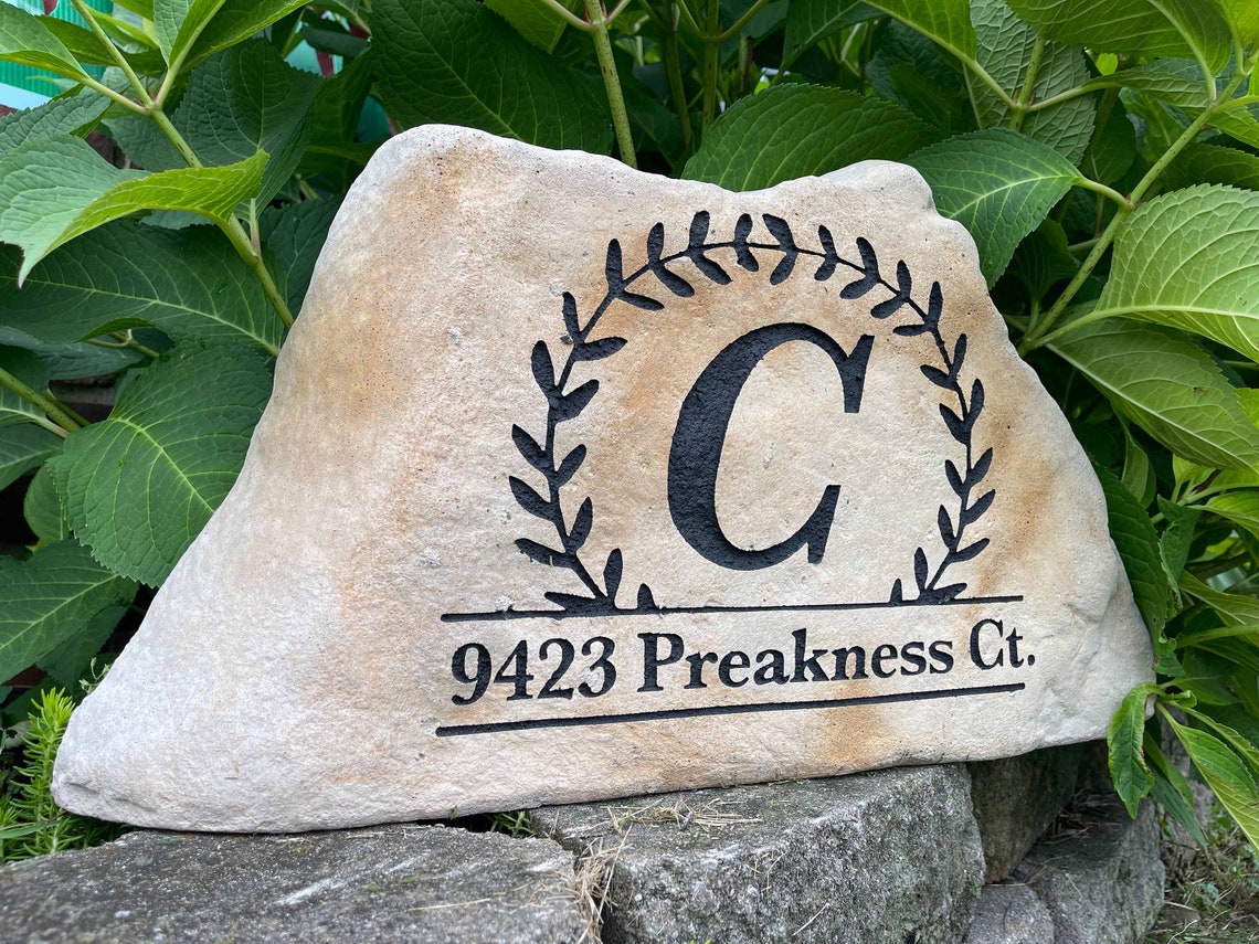 Custom Engraved Address Stone - Personalized Outdoor Decor - Etsy