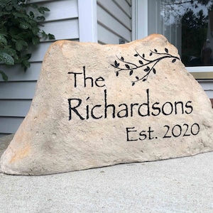 Engraved Address Stone, Custom Family Name Rock Sign - Etsy