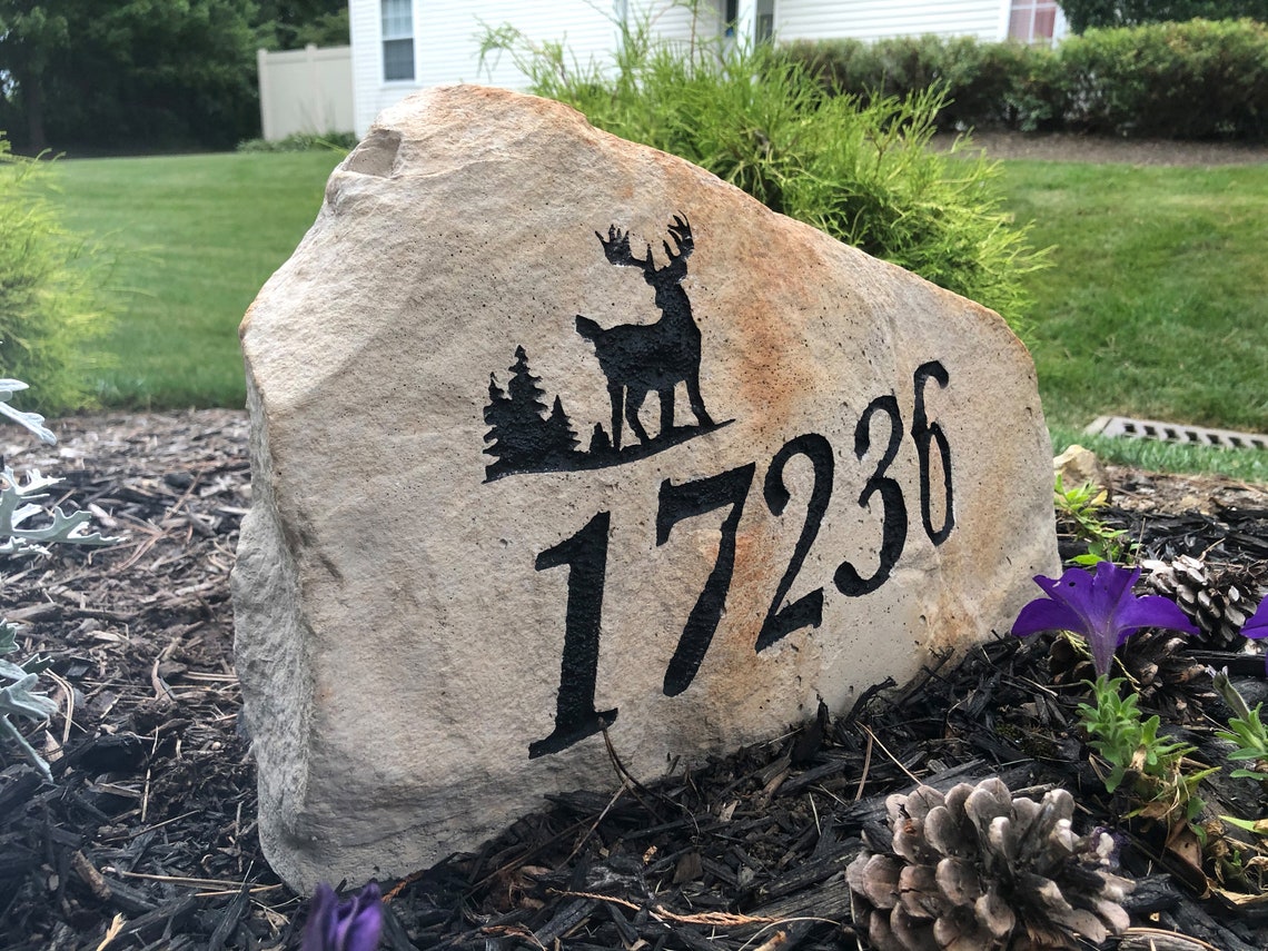 Large Custom Engraved Address Stone - Etsy