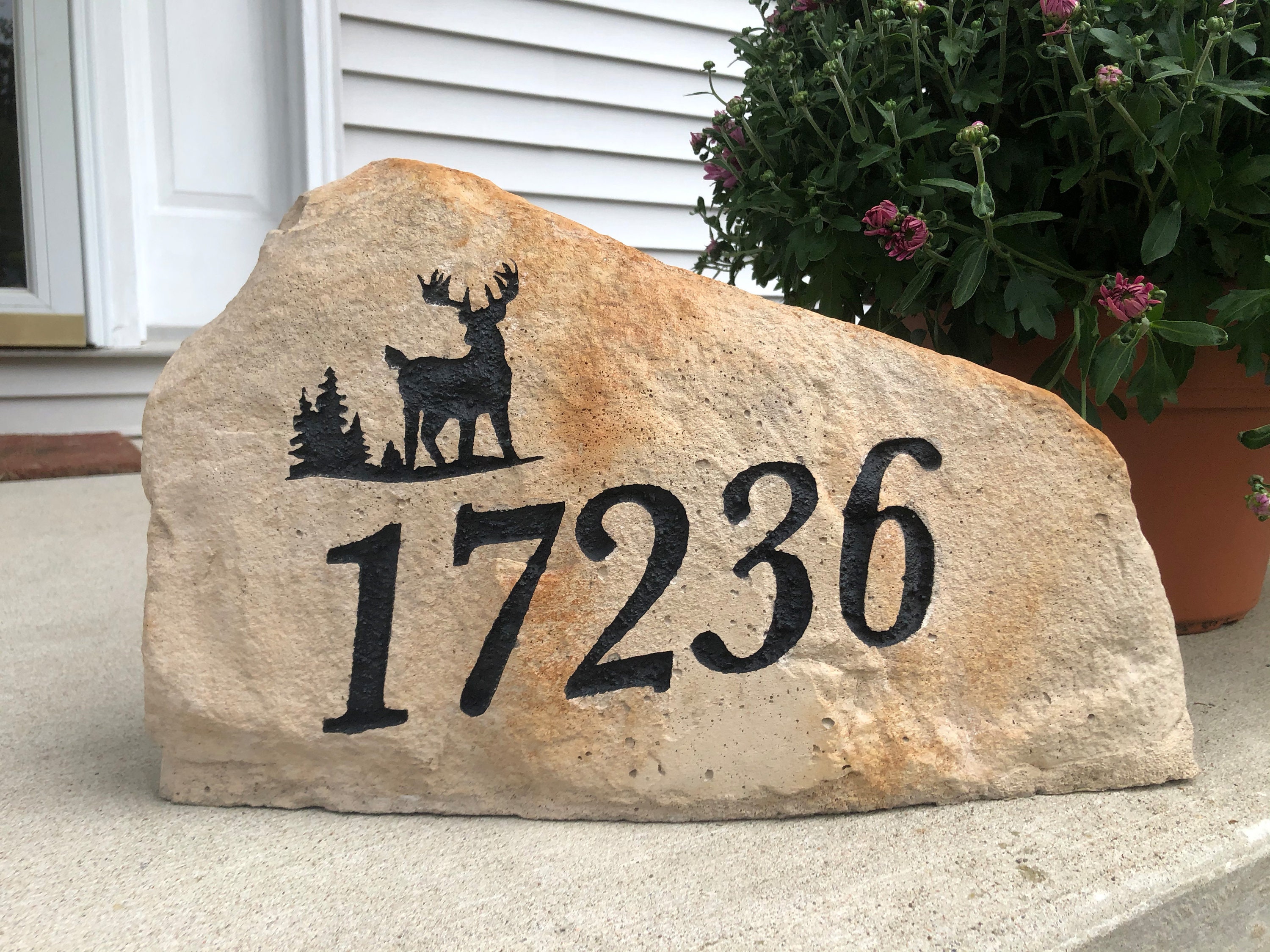 Large Custom Engraved Address Stone - Etsy